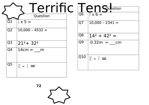 Terrific Tens Maths starters Year 5 | Teaching Resources
