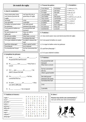 Rugby Commentary - vocab practice | Teaching Resources