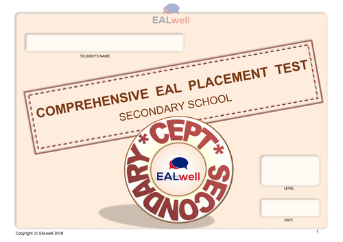 EAL assessment - placement test for Secondary School LEVEL B | Teaching ...