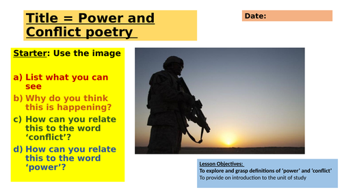 Introduction Power and Conflict Poetry | Teaching Resources