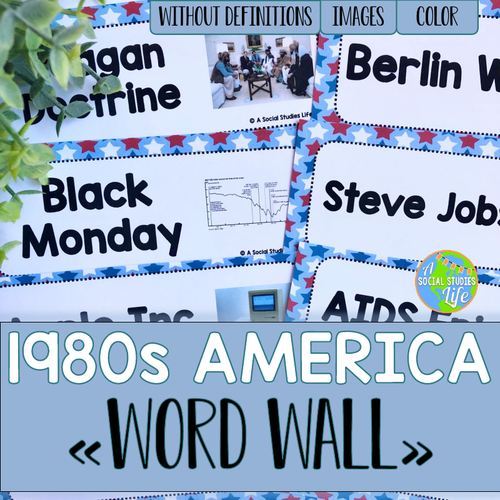 1980s America Word Wall without definitions | Teaching Resources
