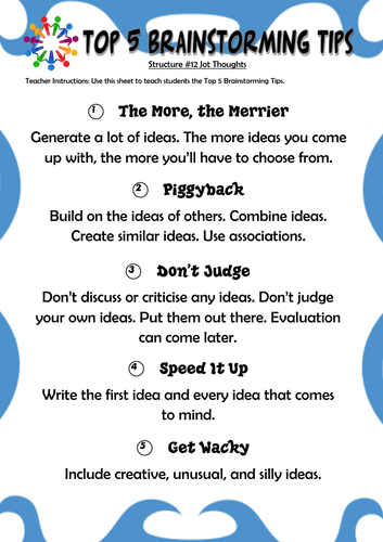 Kagan Structures #12 Jot Thoughts: A-Z Brainstorming, Tips, Sorting ...
