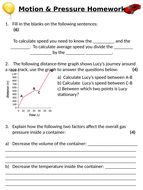 KS3 ~ Year 8 ~ Motion & Pressure | Teaching Resources