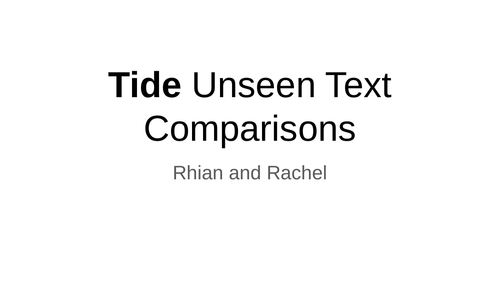 Unseen Texts for Comparison to Tide | Teaching Resources