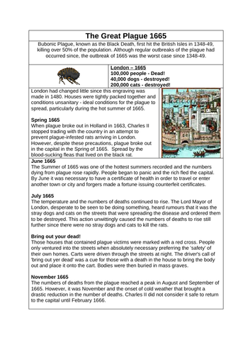 KS3 - Year 8 History - The Black Death/Plague 1665 | Teaching Resources