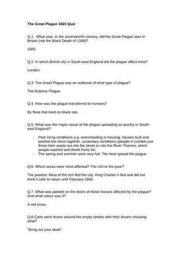 KS3 - Year 8 History - The Black Death/Plague 1665 | Teaching Resources