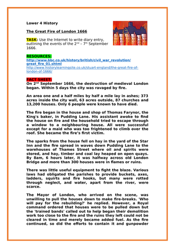 KS3 - Year 8 History - The Great Fire of London 1666 | Teaching Resources