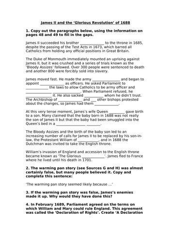 KS3 - Year 8 History - The Later Stuarts | Teaching Resources