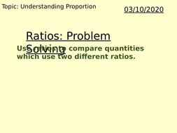Understanding Proportion: Combining Ratios | Teaching Resources