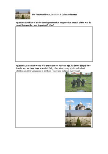 KS3 - Year 9 History - Losses and gains at the end of the First World ...