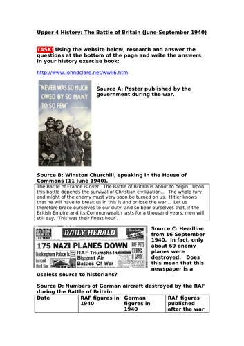 KS3 - Year 9 History - The Battle of Britain and The Blitz | Teaching ...