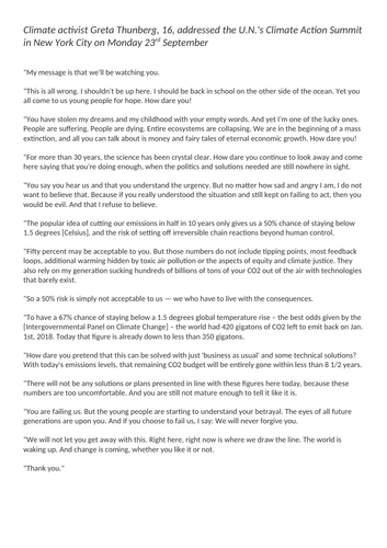 Reading Non-Fiction - Analysis - Climate Change | Teaching Resources