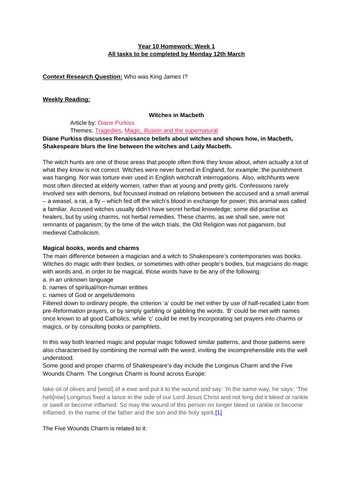Macbeth Unit of Work | Teaching Resources