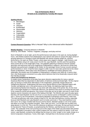 Macbeth Unit of Work | Teaching Resources