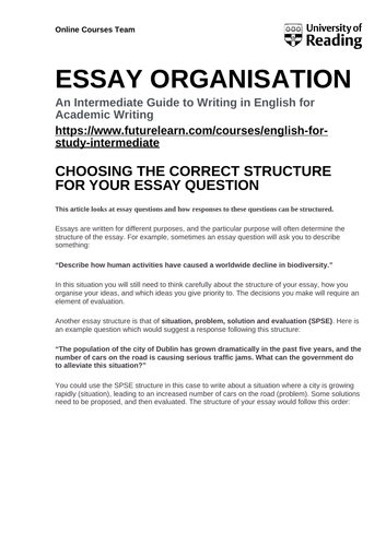 Essay Organisation | Teaching Resources