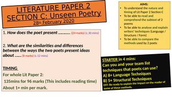 Unseen Poetry Lessons (AQA Lit Paper 2) | Teaching Resources