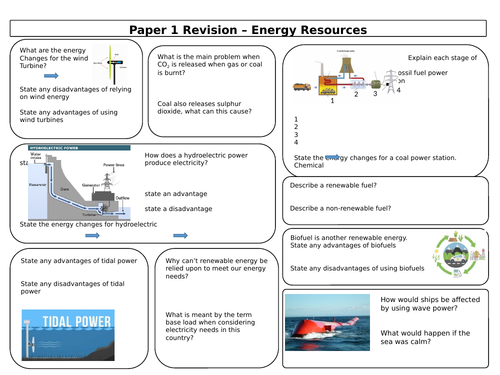 AQA GCSE energy resources revision mat | Teaching Resources AQA GCSE energy resources revision mat | Teaching Resources