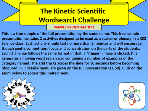 Free Sample Kinetic Science Challenge | Teaching Resources
