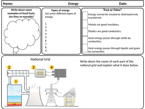 KS3 Revision Worksheet: Energy | Teaching Resources