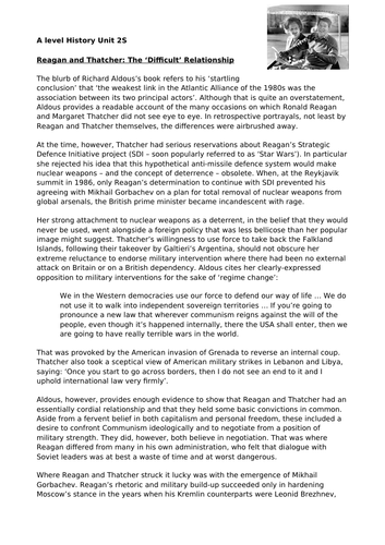 Foreign Policy under Thatcher 1979-87 - AQA A Level History - Unit 2S ...