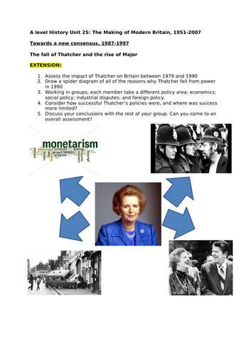 The Fall of Margaret Thatcher - AQA Level History - Unit 2S | Teaching ...