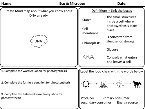 KS3 Revision Worksheet: Eco & Microbes | Teaching Resources