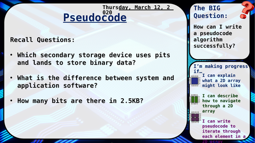 AQA Pseudocode Exam Style Question and Powerpoint 8 | Teaching Resources