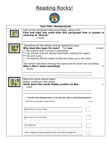 Reading Rocks - Y6 short comprehension | Teaching Resources