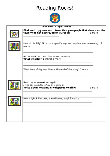 Reading Rocks - Y6 short comprehension | Teaching Resources