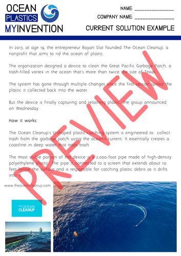 Pollution - Ocean Plastics: Clean Up Invention Project | Teaching Resources