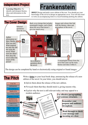Frankenstein Homework Project | Teaching Resources