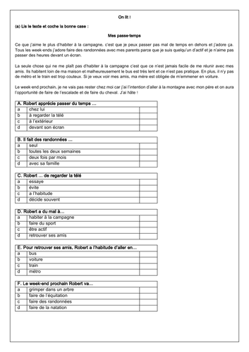 French GCSE Hobbies & free time: Mes passe-temps (4 worksheets ...