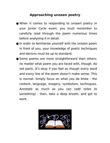 Unseen poetry sample | Teaching Resources