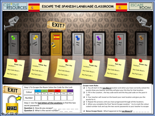 MFL Escape Room - Basic Spanish Language | Teaching Resources
