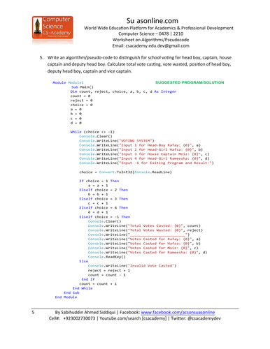 Algorithms | Pseudocodes Q5 | Teaching Resources Algorithms | Pseudocodes Q5 | Teaching Resources