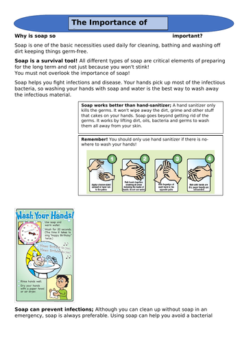 The importance of soap to prevent viruses | Teaching Resources