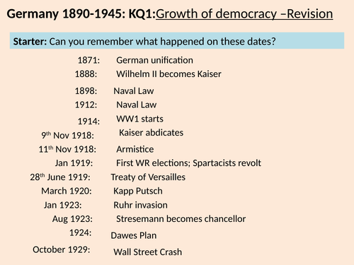 AQA History, Germany 1890-145; Complete Revision Lesson Set | Teaching ...