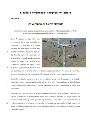 IB Spanish B Paper 2 Standard Level (SL) - Mock Exam - Reading ...