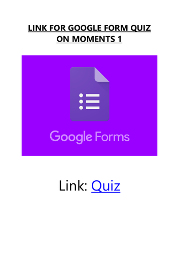 Moments Worksheet + Google Form Quiz | Teaching Resources