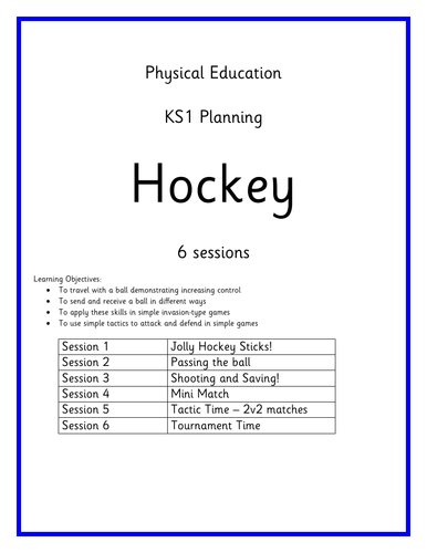 KS1 PE Planning - Games - Hockey | Teaching Resources