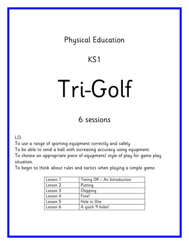 KS1 PE Planning - Games - Tri Golf | Teaching Resources