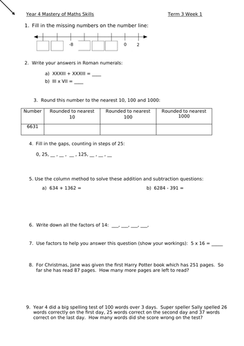 Year 4 Maths Mastery + answers. Spring terms 3 + 4 | Teaching Resources