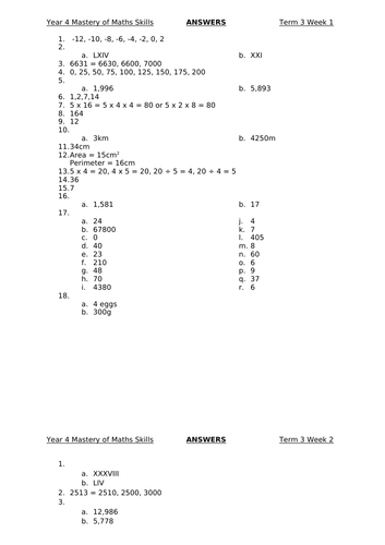 Year 4 Maths Mastery + answers. Spring terms 3 + 4 | Teaching Resources