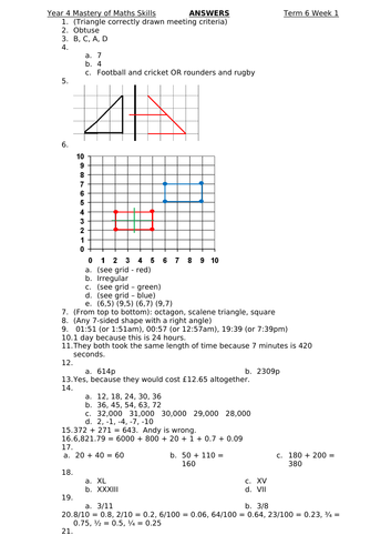 Year 4 Maths Mastery + answers. Summer terms 5 + 6 | Teaching Resources