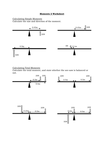 Progressive moments worksheet & Google Form Quiz - Principle of Moments ...