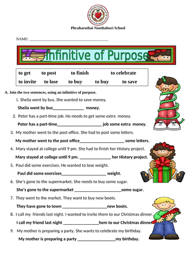 INFINITIVE OF PURPOSE | Teaching Resources