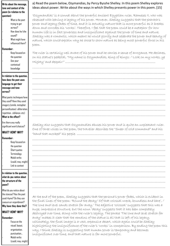 Eduqas Poetry Anthology - Model - Power - Ozymandias - Hawk Roosting ...