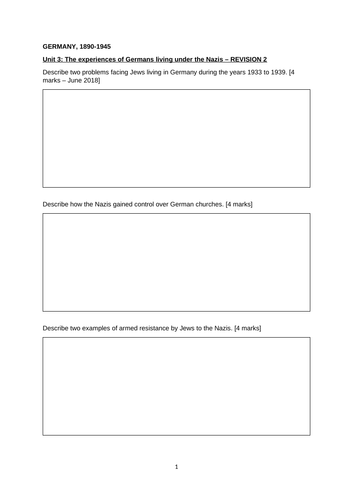 GCSE History Revision - The experiences of Germans under the Nazis ...