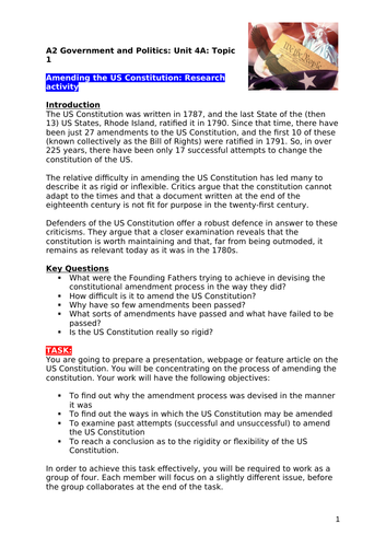 Constitutional Principles of the US Political System | Teaching Resources