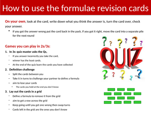 Formula flash cards GCSE Business Edexcel | Teaching Resources